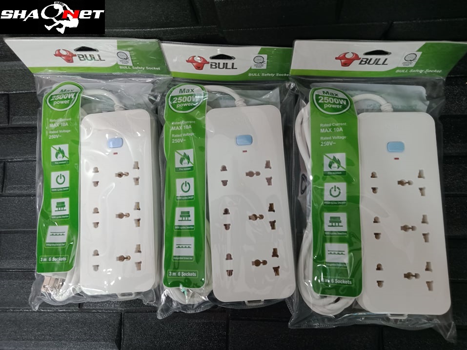 Bull Extension Socket N Series N1330 150cm Cable 6 Outlets 2500w 10A ...