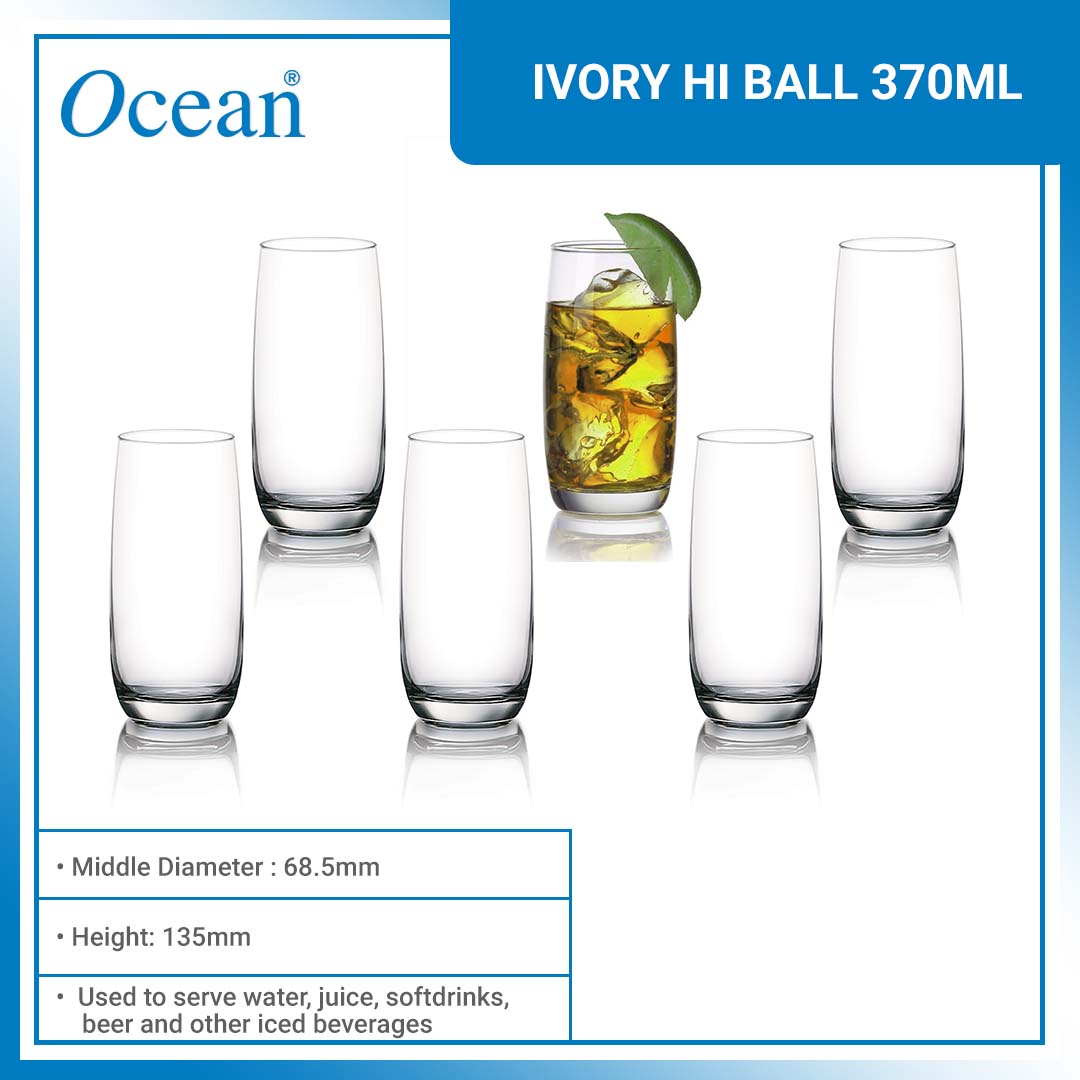 Ocean Glassware Ivory Hi Ball Tumbler 370ml/ 13oz Set of 6 | Lazada PH