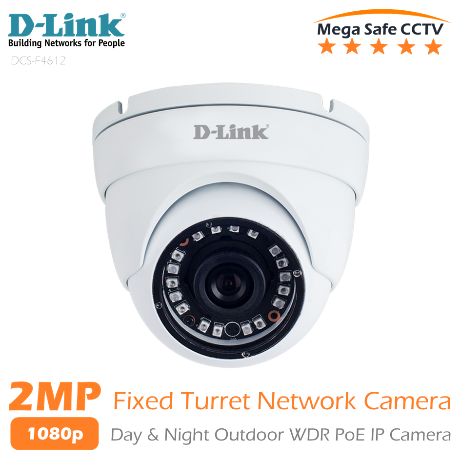 D-Link 2MP Outdoor IR PoE Fixed Turret Network Camera, 15m IR Night Vision, H.264 & MJPEG Codec ...