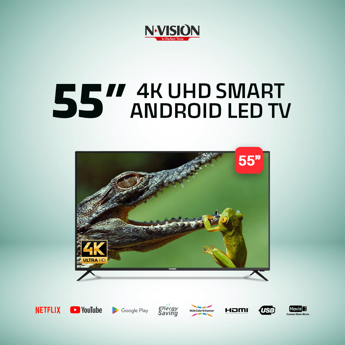 WOW | NVISION 55" 4K UHD SMART ANDROID LED TV | Model: S800-55S1D ...