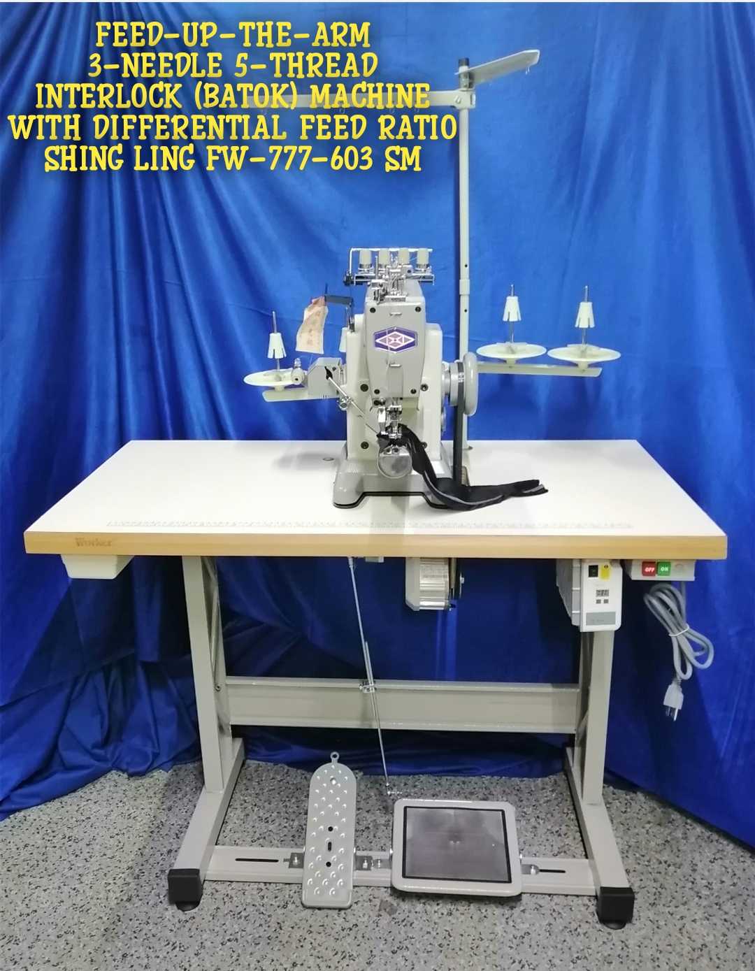 MACHINE/SHING LING FW-777-603 SM FEED-UP-THE-ARM 3-NEEDLE 5-THREAD ...