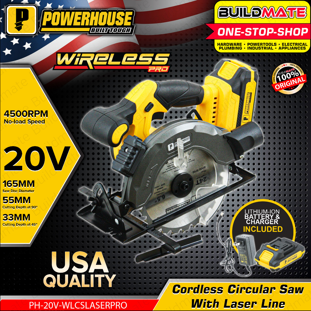 BUILDMATE Powerhouse 20V Cordless Circular Saw Wood Cutter with Battery ...