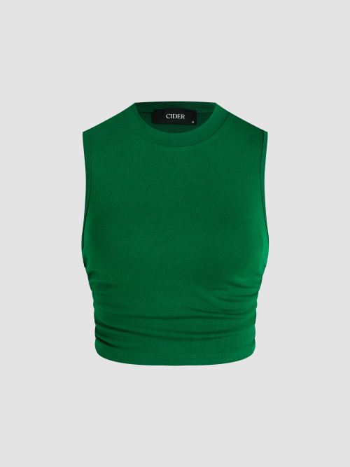 Cider Solid Sleeveless Ruched Crop Top | Lazada PH