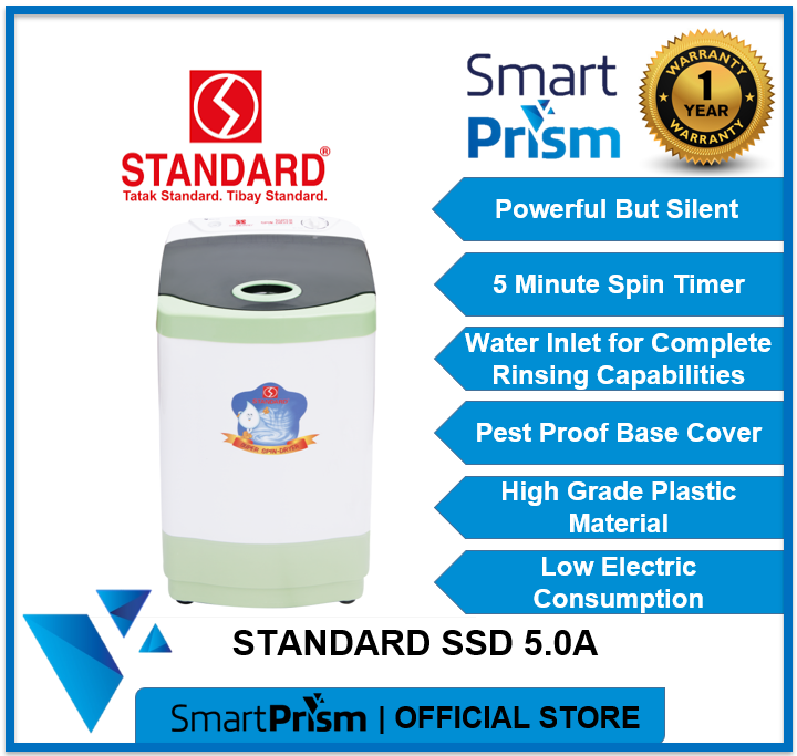 Standard Spin Dryer | SSD 5.0A 5kg capacity with powerful spin motor and timer Smart Prism PH ...