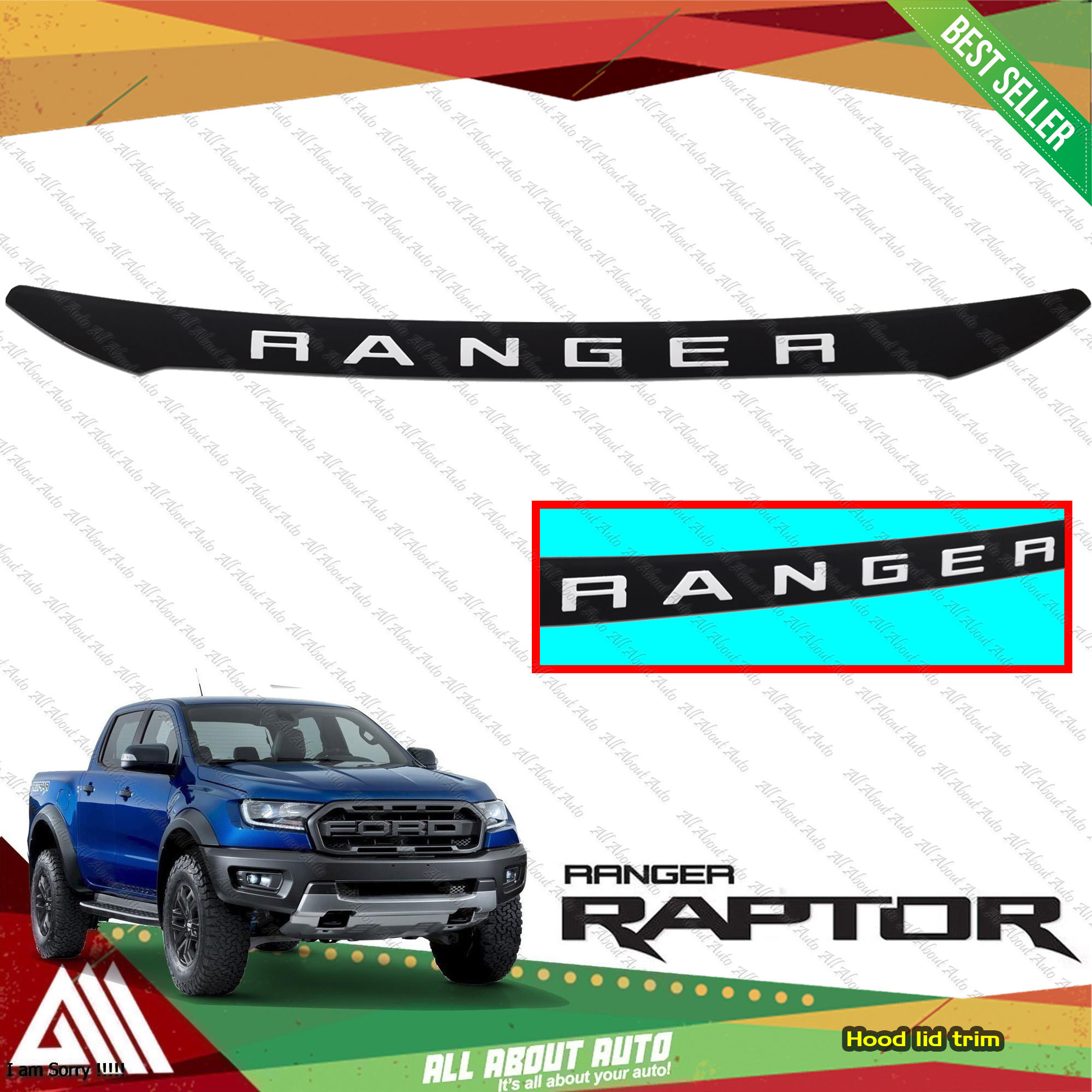 Ford Ranger Raptor 2021 / Ford Raptor 2021 Hood Lid / Hood End Trim ...