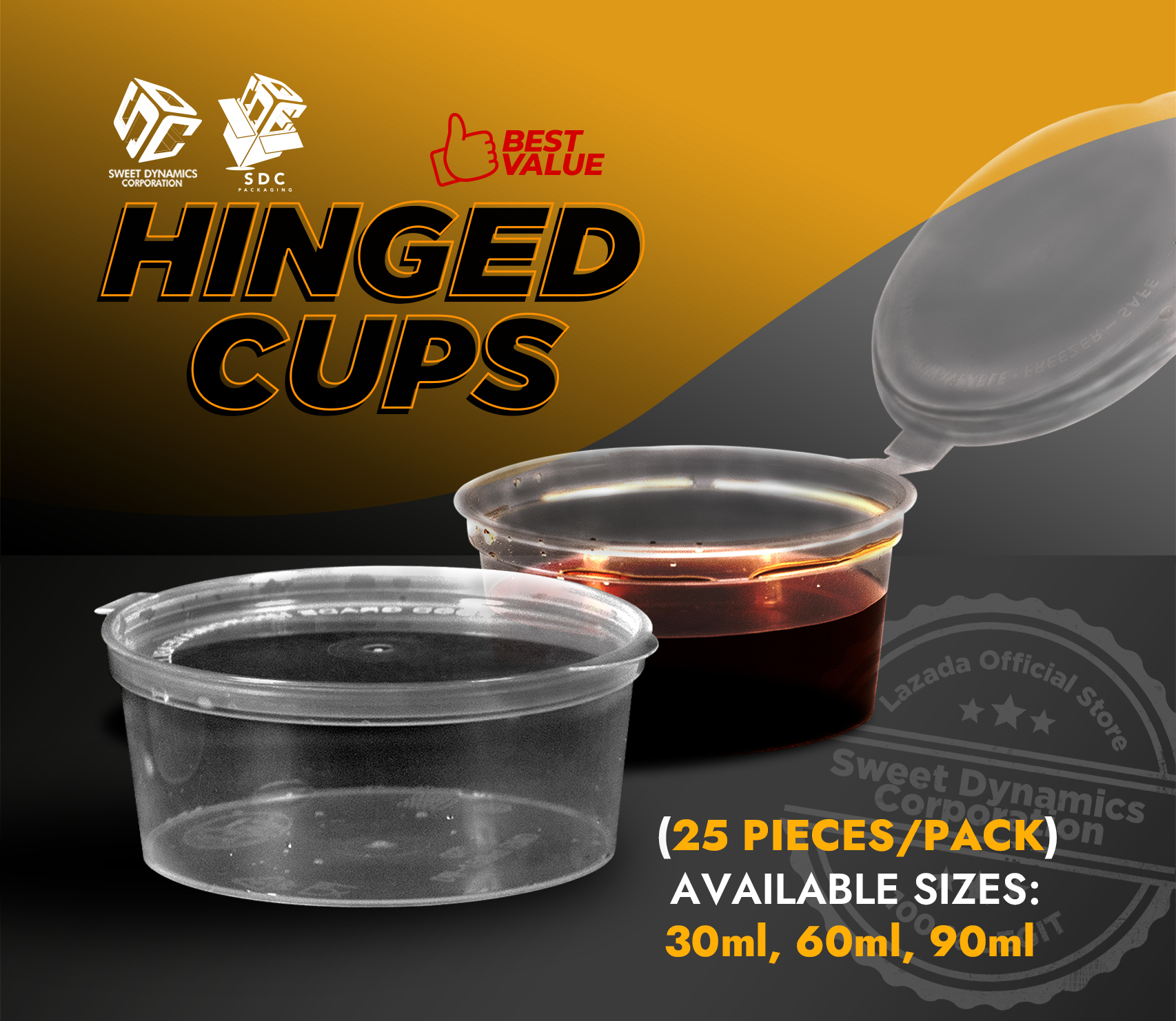 Hinged Cups 25pcs per pack 30ml 60ml 90ml Takeout cup for ketchup dip ...