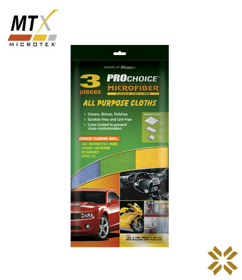 Microtex Prochoice Microfiber All Purpose Cloth x 3 (S) 12" x 12" (30cm ...