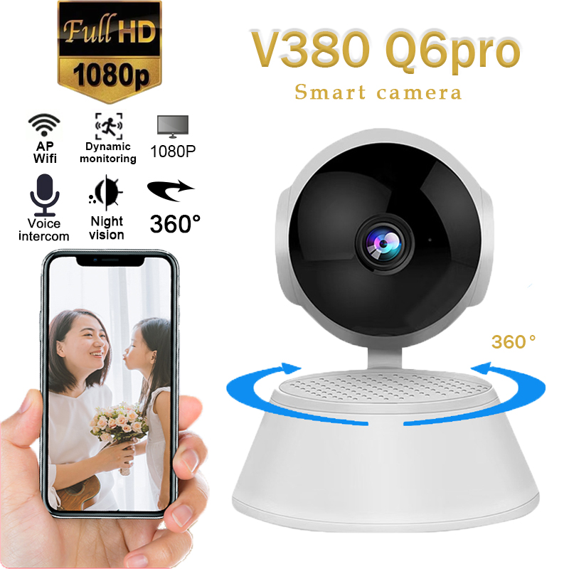 V380 Q6 PRO 1080P IP Cam 360 Degree Rotato PTZ Control 3D Panoramic HD ...