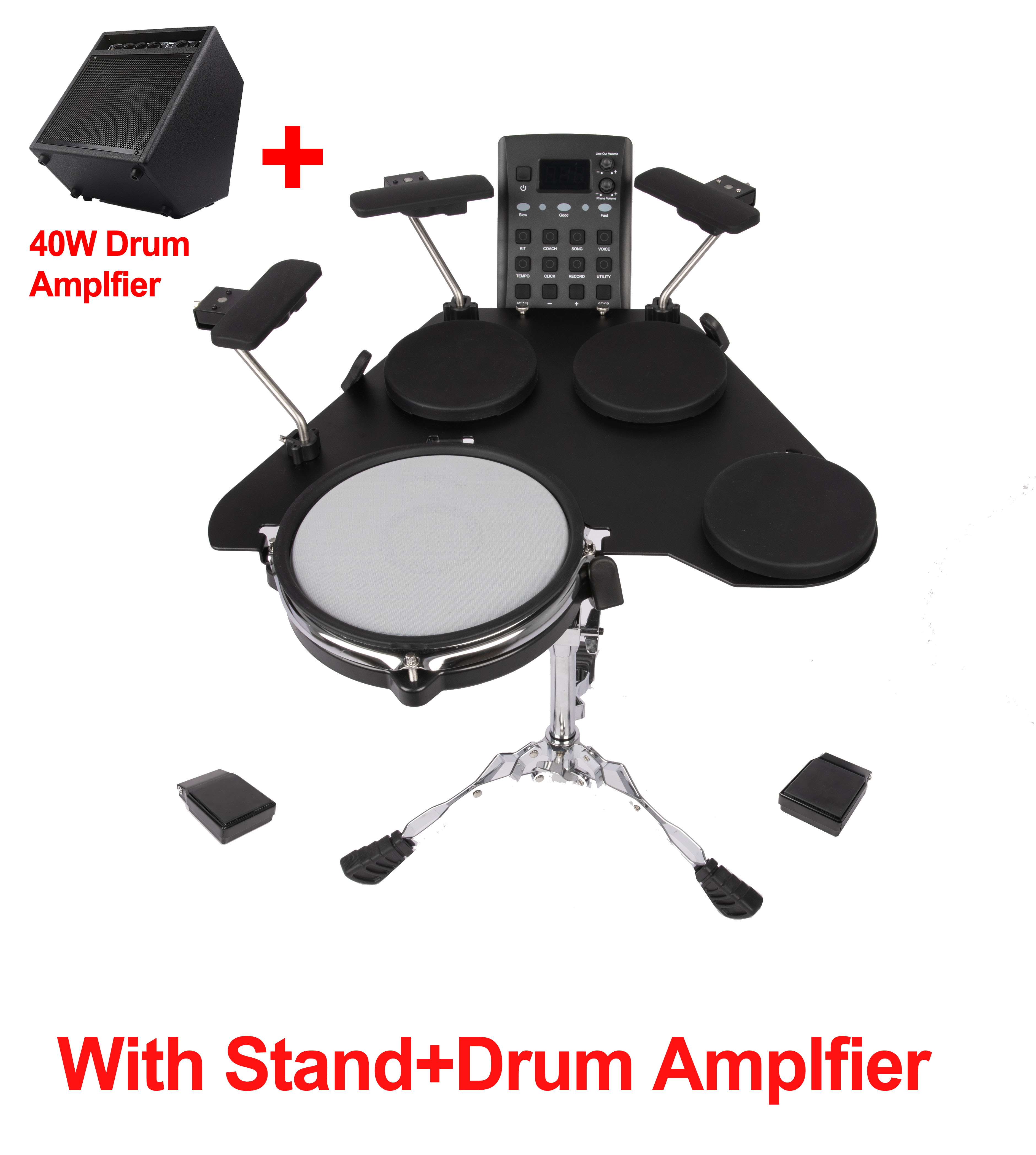 Minsine Table Top Drum Kit with Built in Speakers Electronic Drum Set ...