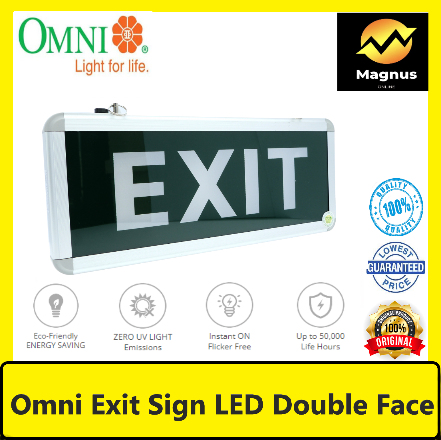 Omni LED Exit Sign Green Double Faced // Single Faced Aluminum | Lazada PH