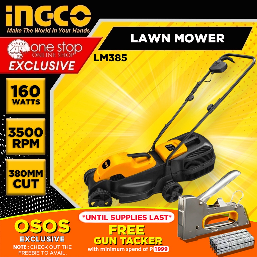 Original Brand Of Ingco Electric Lawn Mower 1600W LM385 •OSOS• | Lazada PH