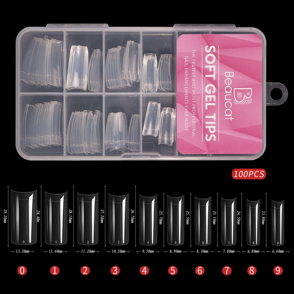 BUY 1 TAKE 2 100PCS Fake Nails PVC Full/Half Cover Fake Nails 10 ...