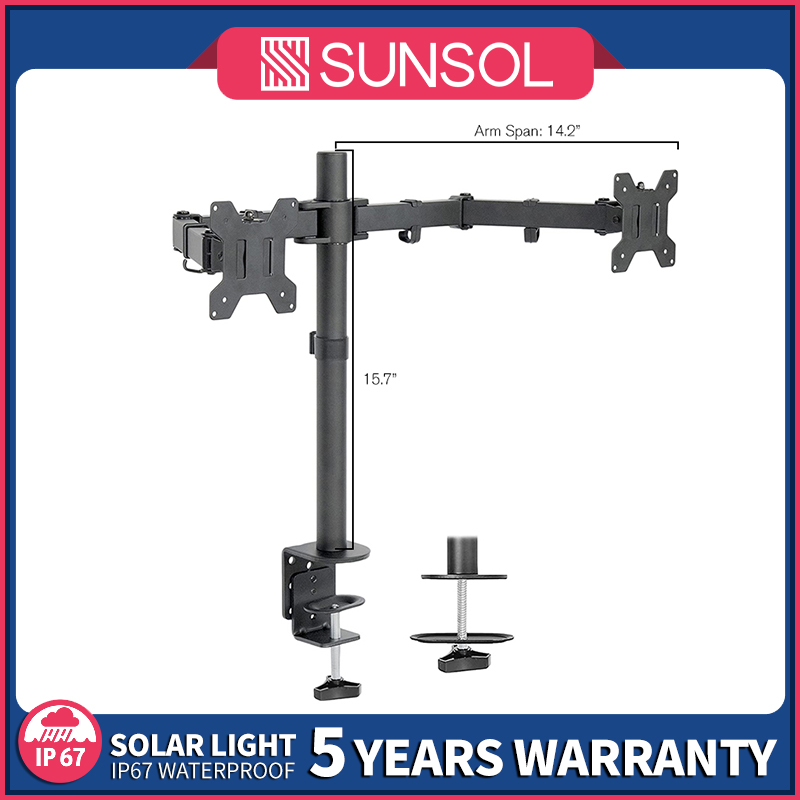 Sunsol Dual Monitor Desk Mount Heavy Duty Fully Adjustable Stand Fits 2 ...