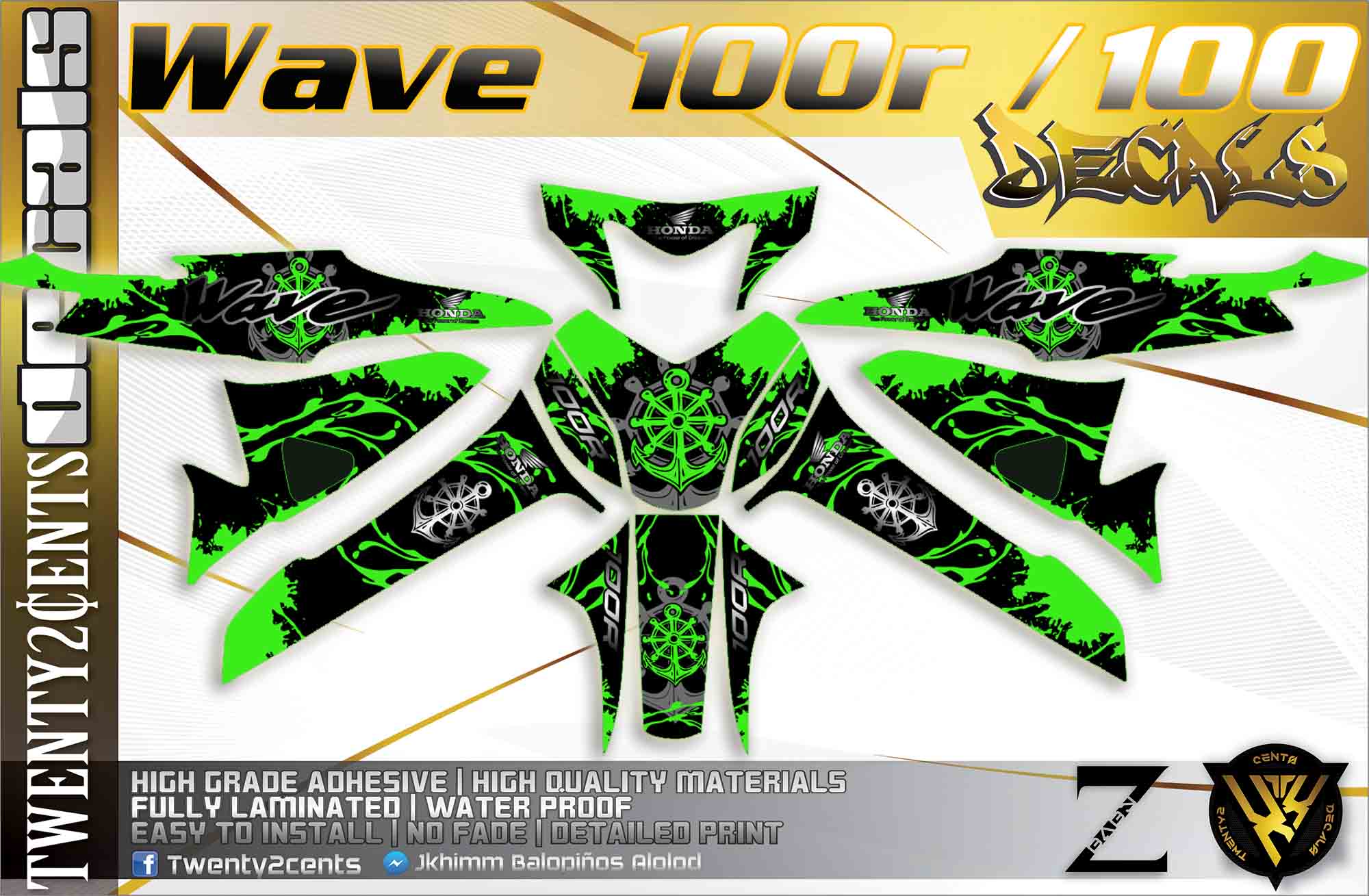 Honda Wave 100 / 100R Decals High-Quality Stickers (anchor) | Lazada PH