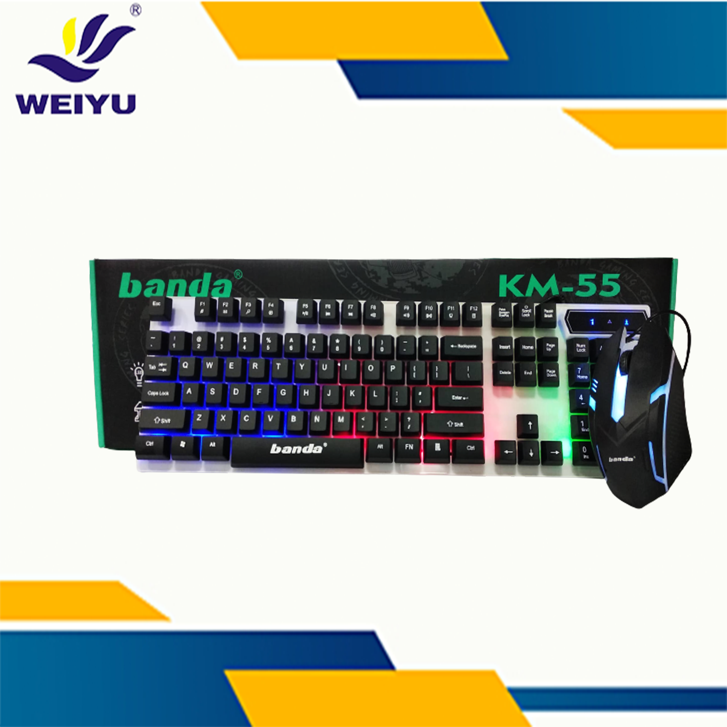 Banda KM-55 Keyboard and Mouse Rainbow Backlit with free mousepad ...