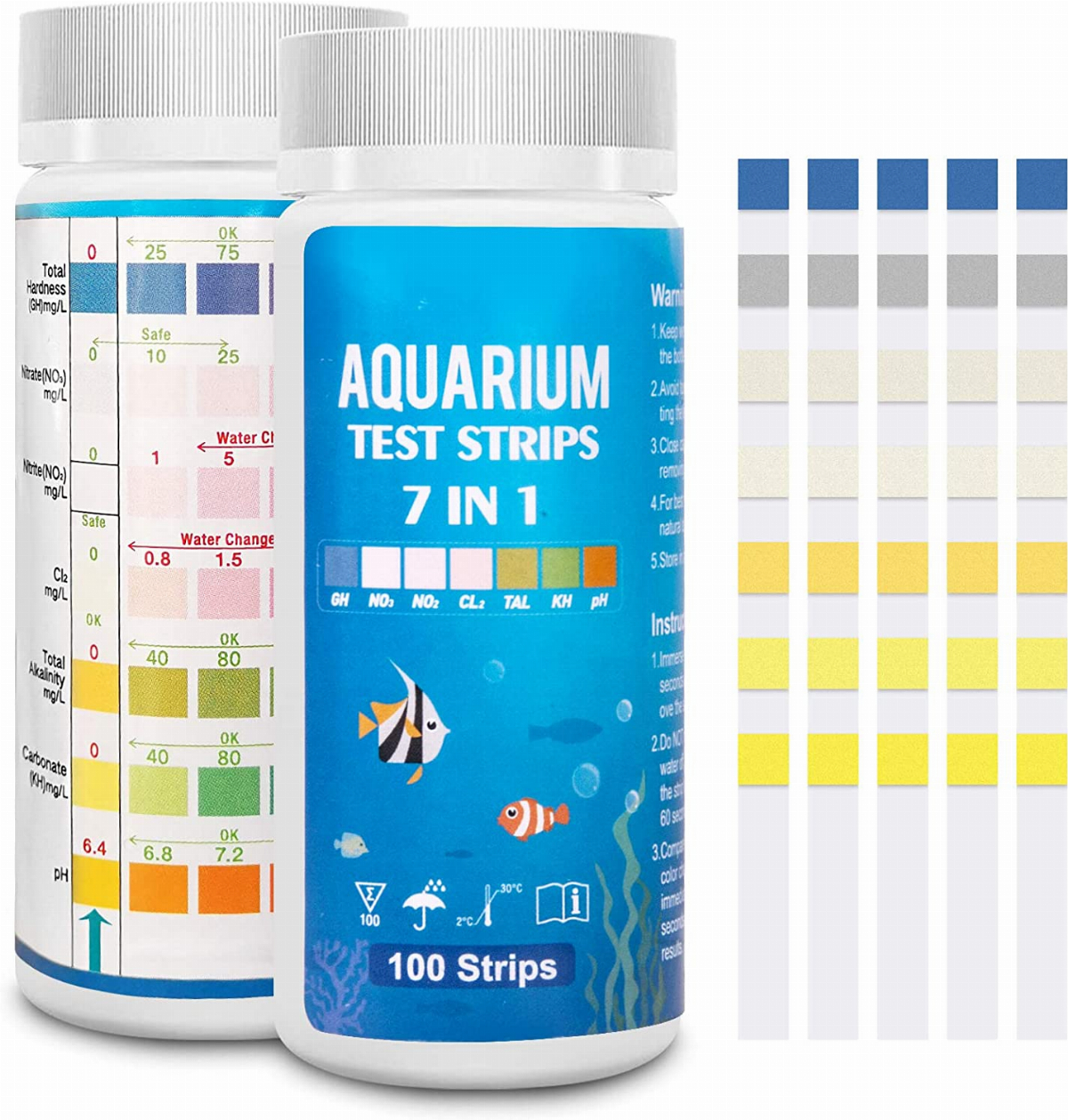 FUNSWTM 7 in 1 Aquarium Test Strips, Fish Tank Test Kit,Freshwater ...