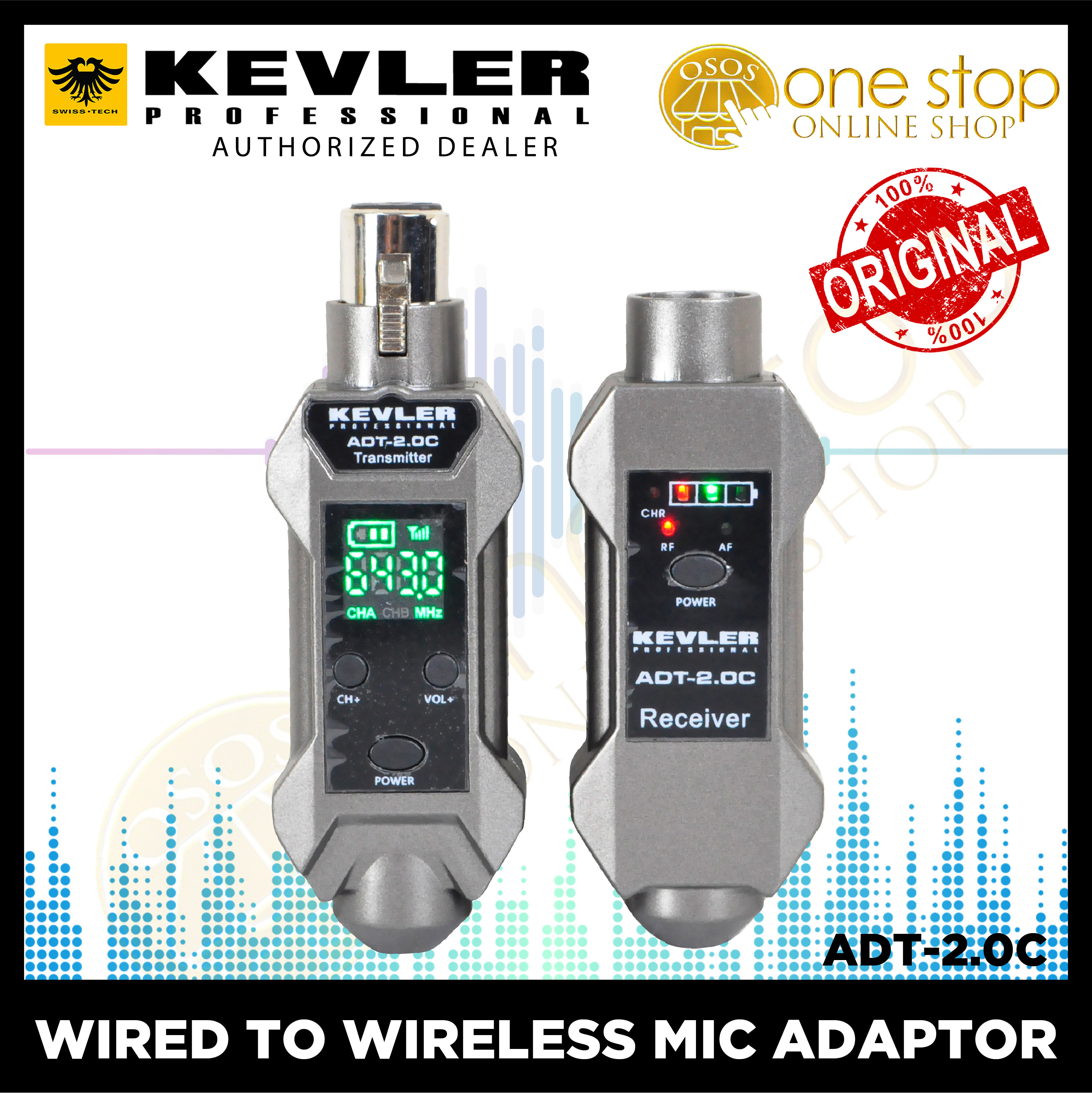 Kevler Professional UHF Wired to Wireless Microphone Mic Converter ADT ...
