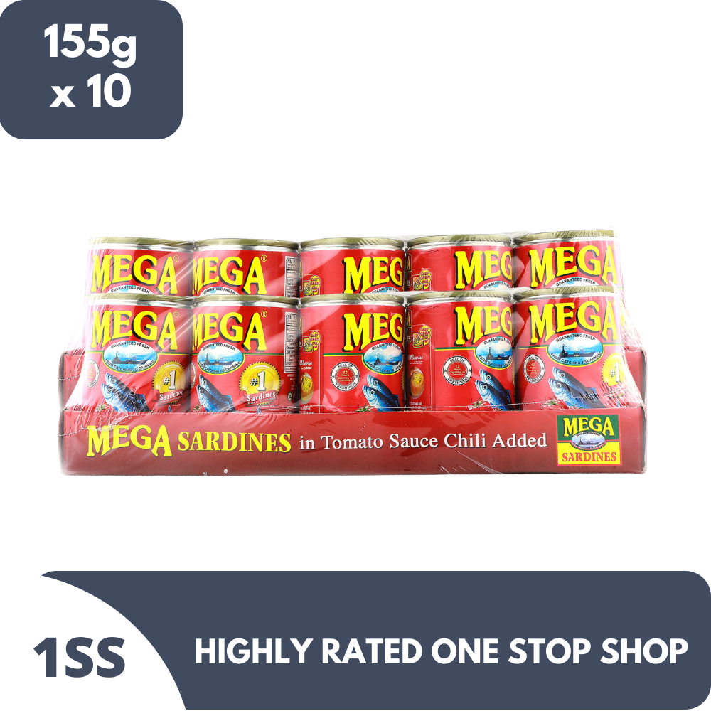 Mega Sardines Tomato Sauce with Chili 155g x 10 | Lazada PH