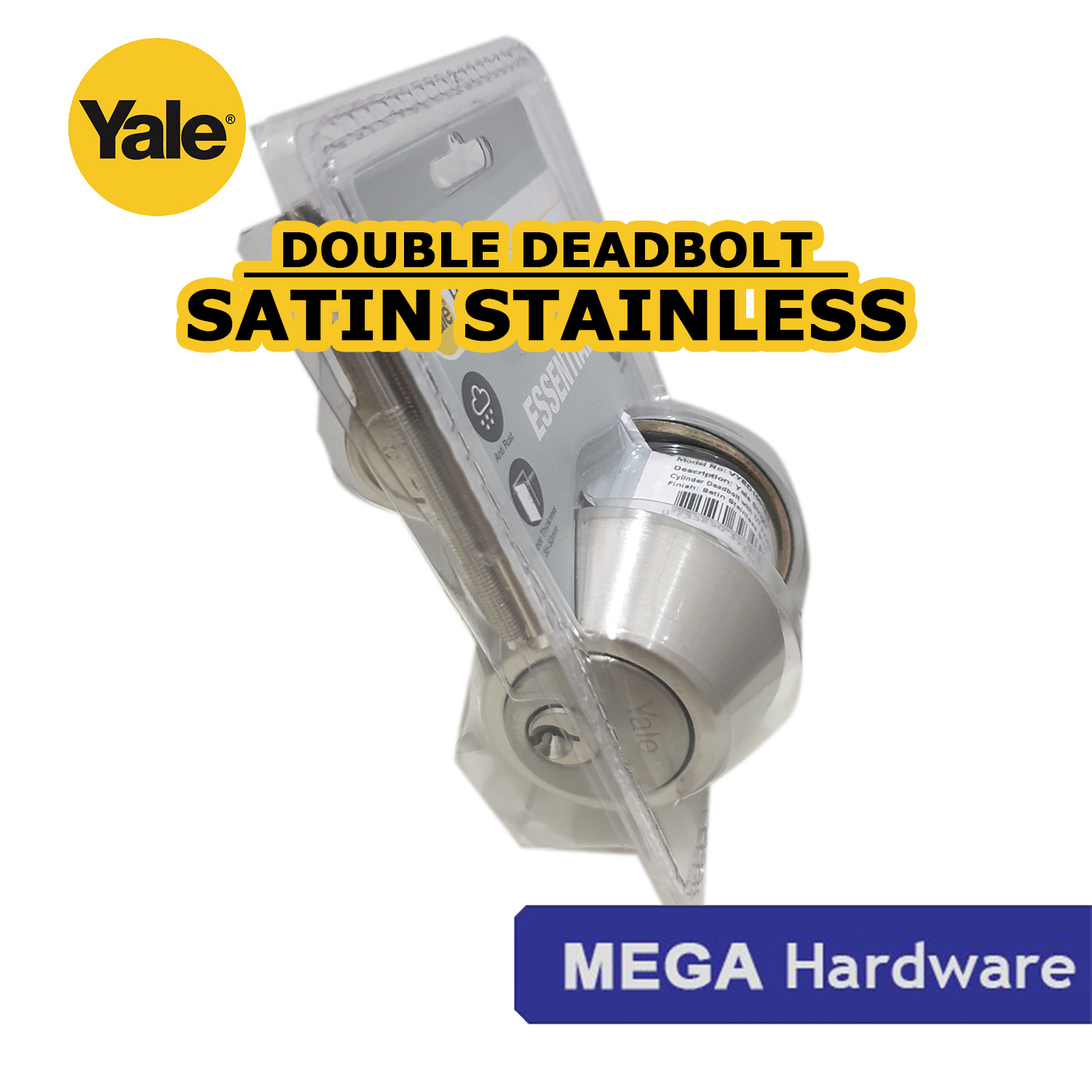 Yale DOUBLE Deadbolt Door Lock (Satin Stainless or Antique Brass ...