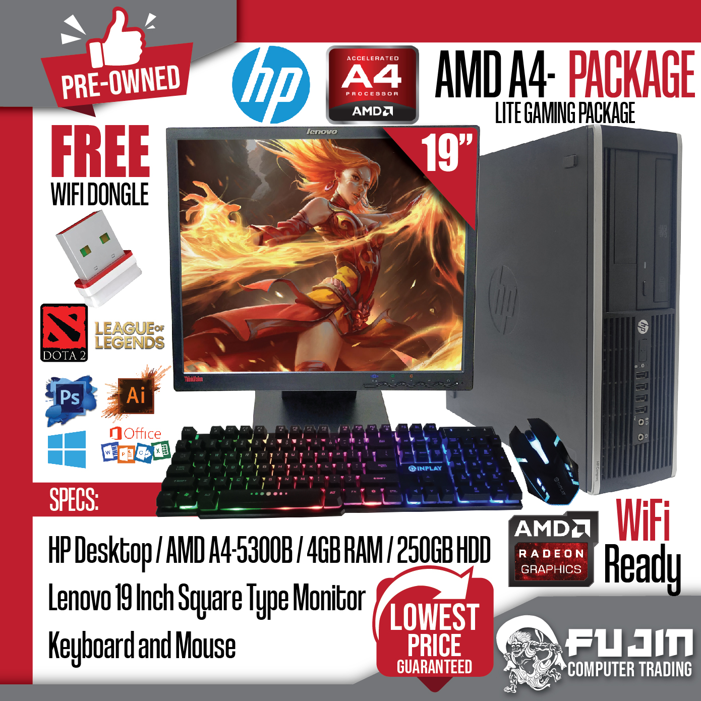 LITE GAMING COMPUTER PACKAGE / AMD A4-5300B / 4GB RAM / 250GB HDD / AMD ...