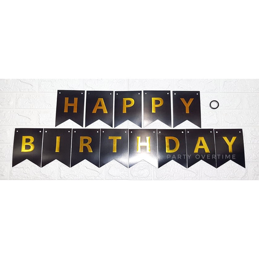 Gold Letters Happy Birthday Banner Banderitas Flag Party Decor | Lazada PH