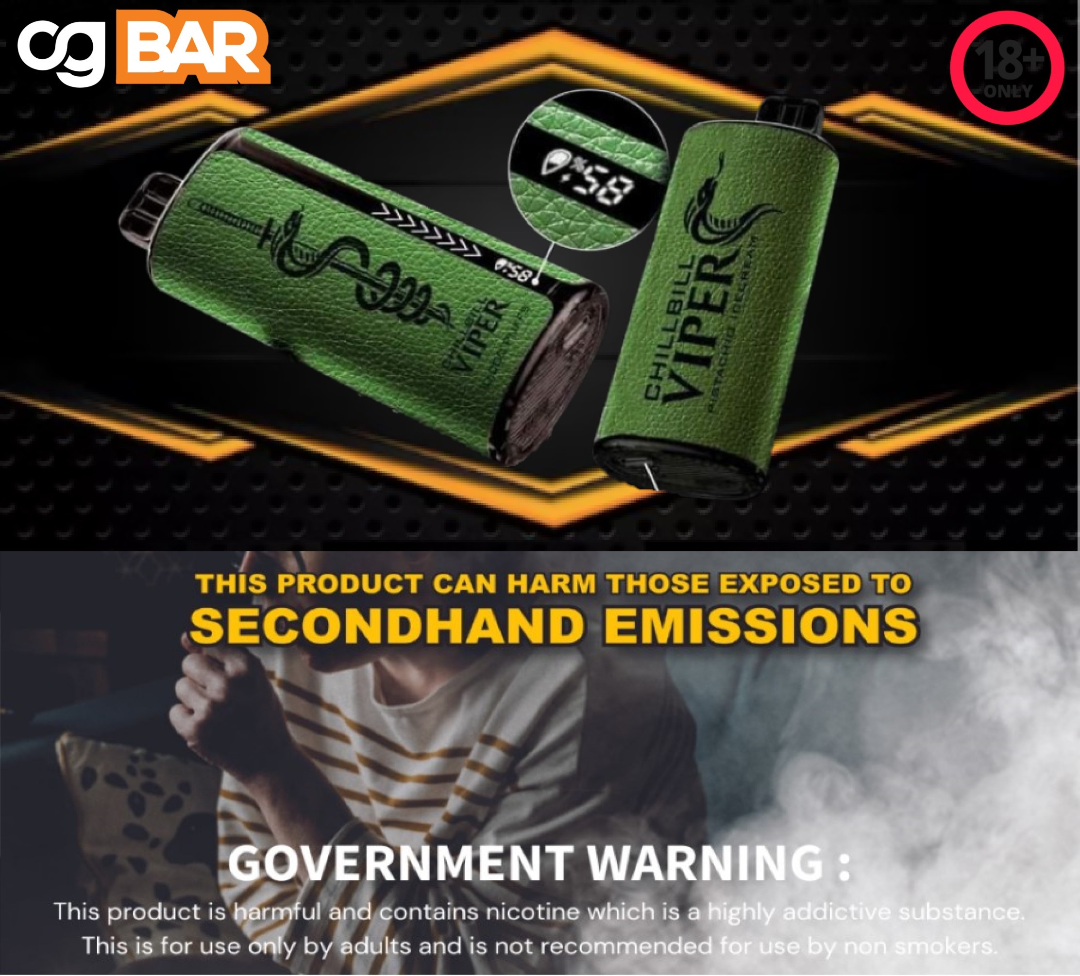 CHILL BILL VIPER 10000 Puffs Disposable Pod Leather Cover W/ Digital ...