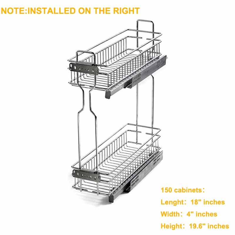 2 layer 304 Stainless Steel Pull Out Basket for Kitchen Rack Organizer ...