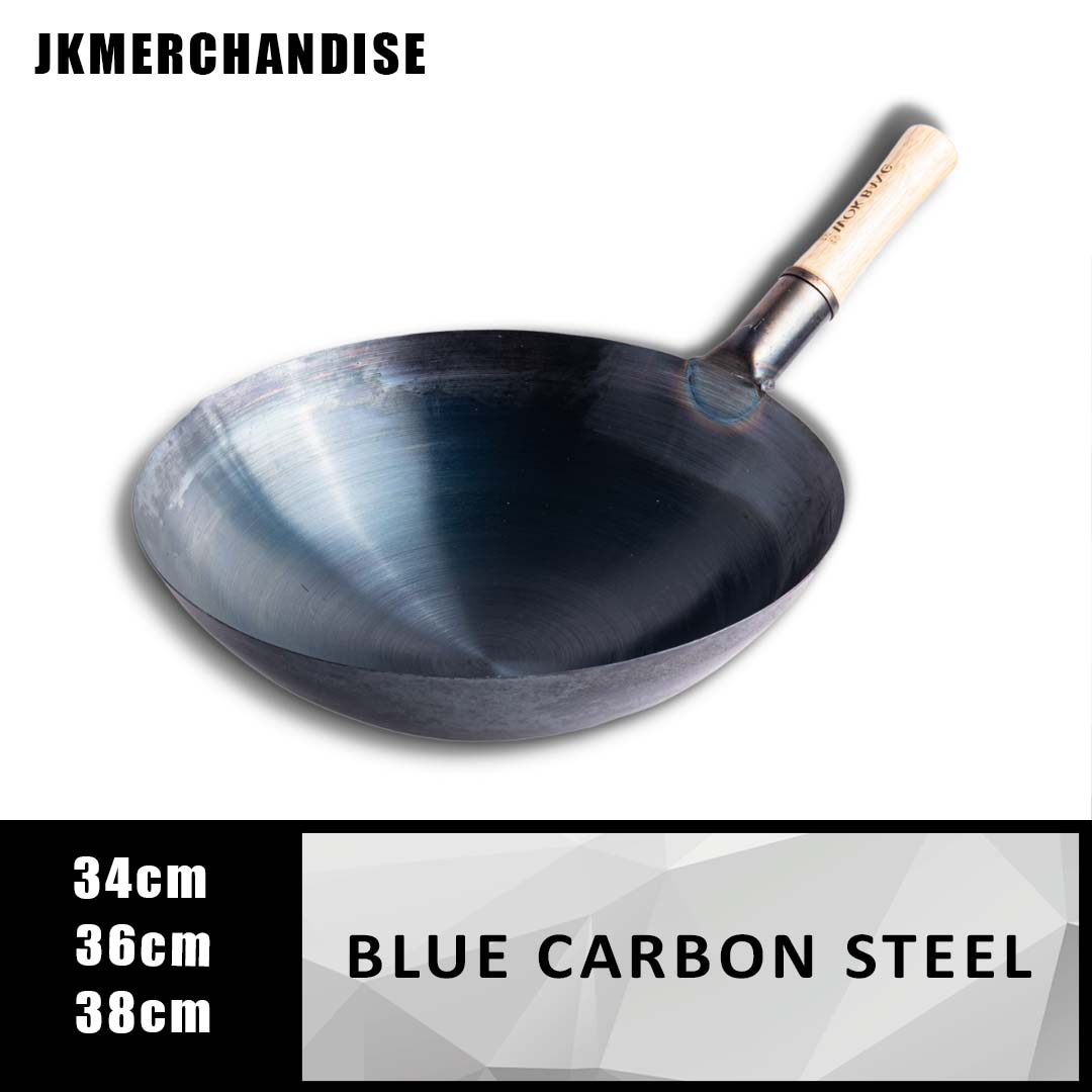 Wok Non-Stick Blue Carbon Steel Wok Pan/High Quality/Authentic Chinese ...