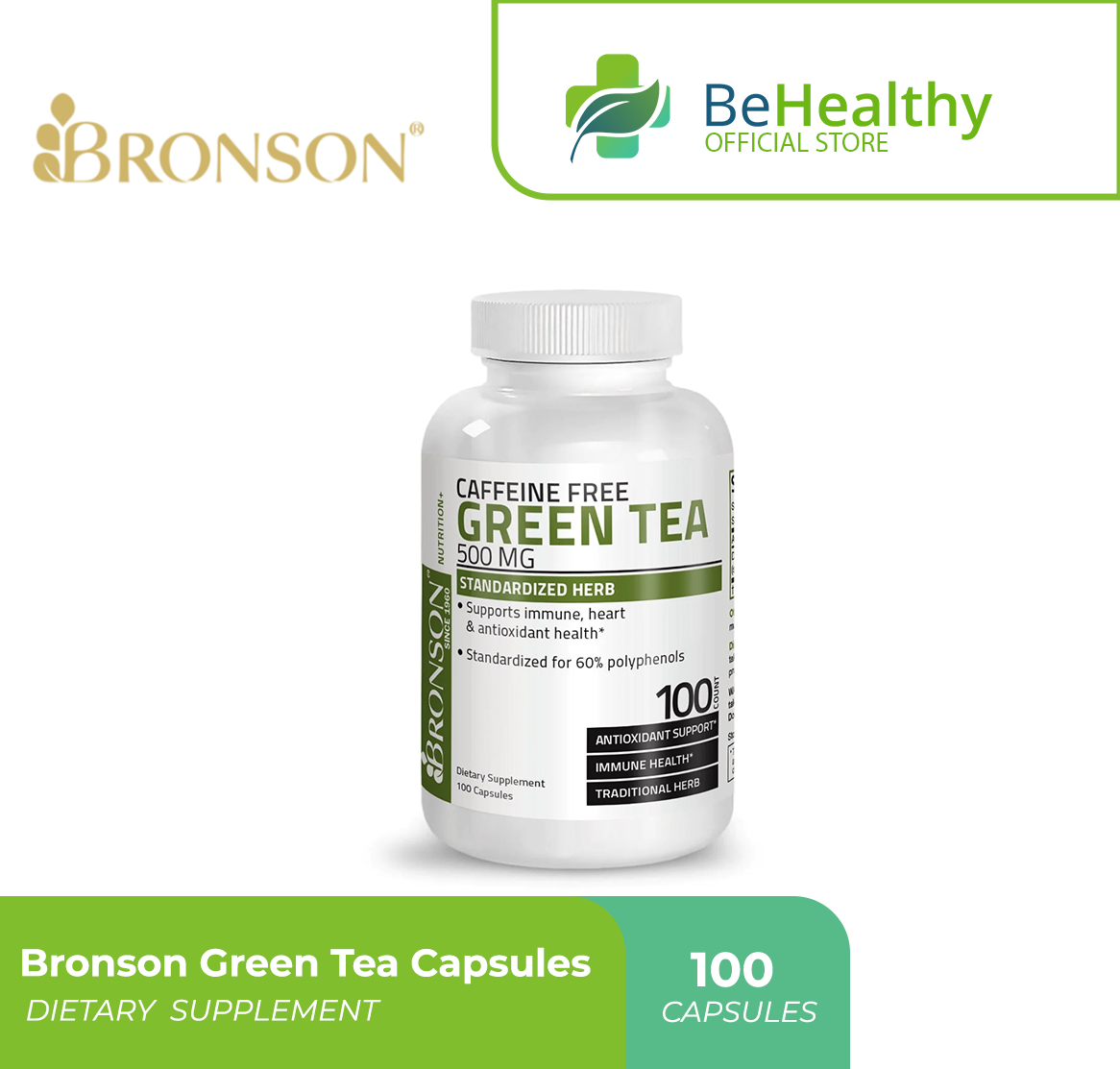 Bronson Green Tea Capsules 100CT | Lazada PH
