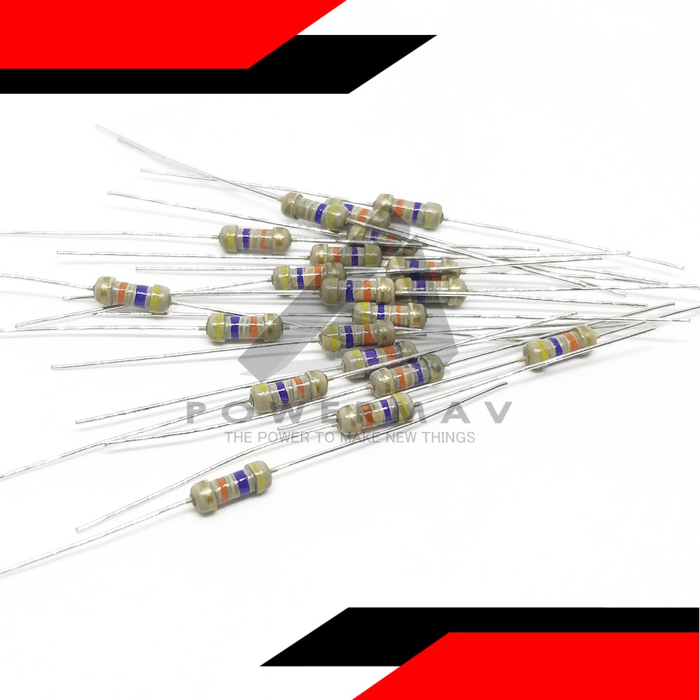 20pcs 47k ohms 4 band resistor 1/4w carbon film taiwan original 5% 0 ...