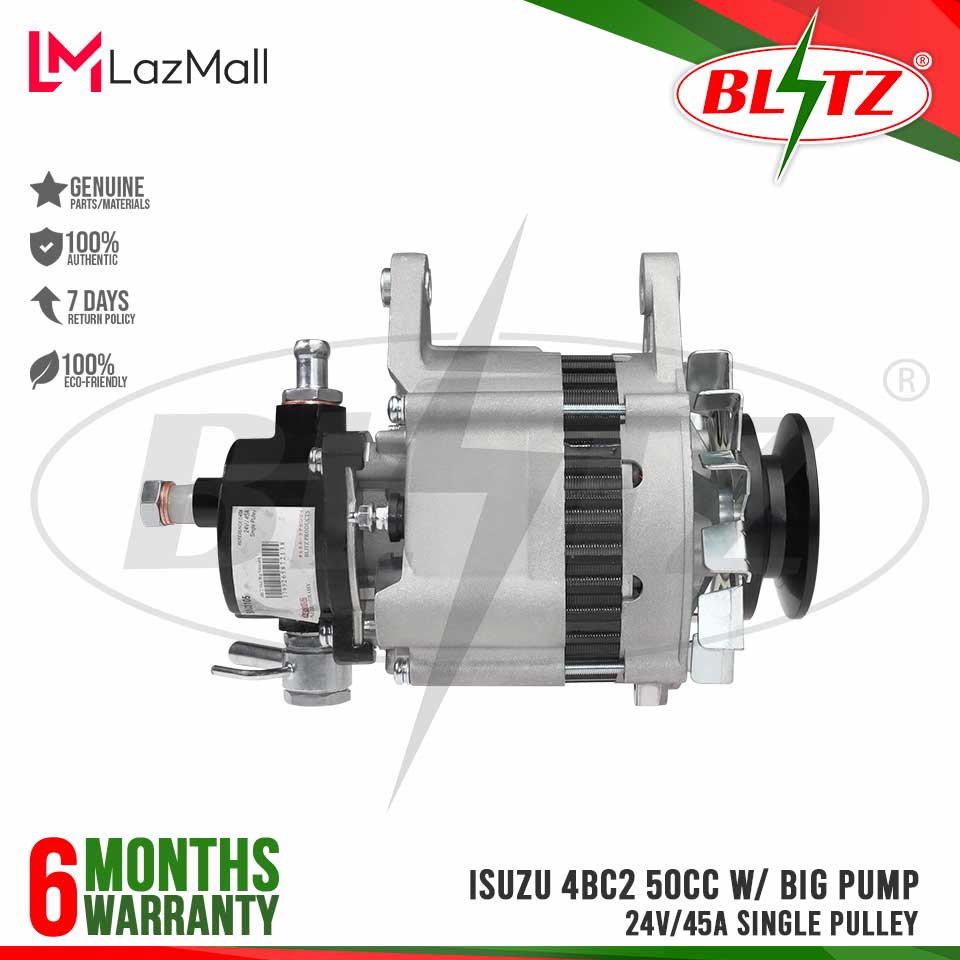 BLITZ ALTERNATOR ASSEMBLY ISUZU 4BC2 50CC W/ BIG PUMP 24V/45A SINGLE ...