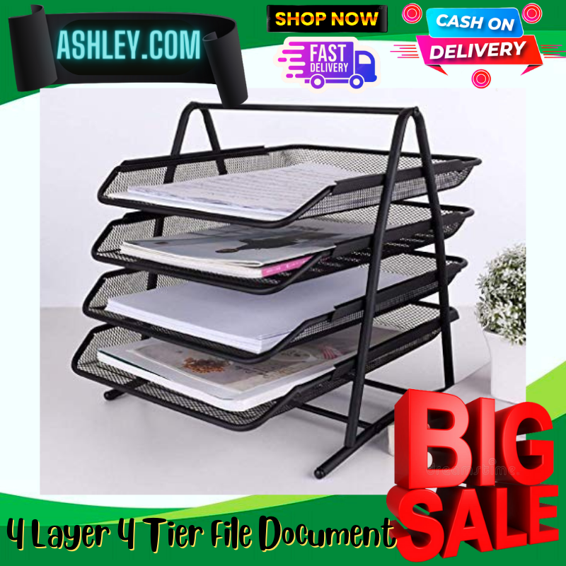 4 Layer 4 Tier File Document Letter Paper Tray Sorter Collection File ...