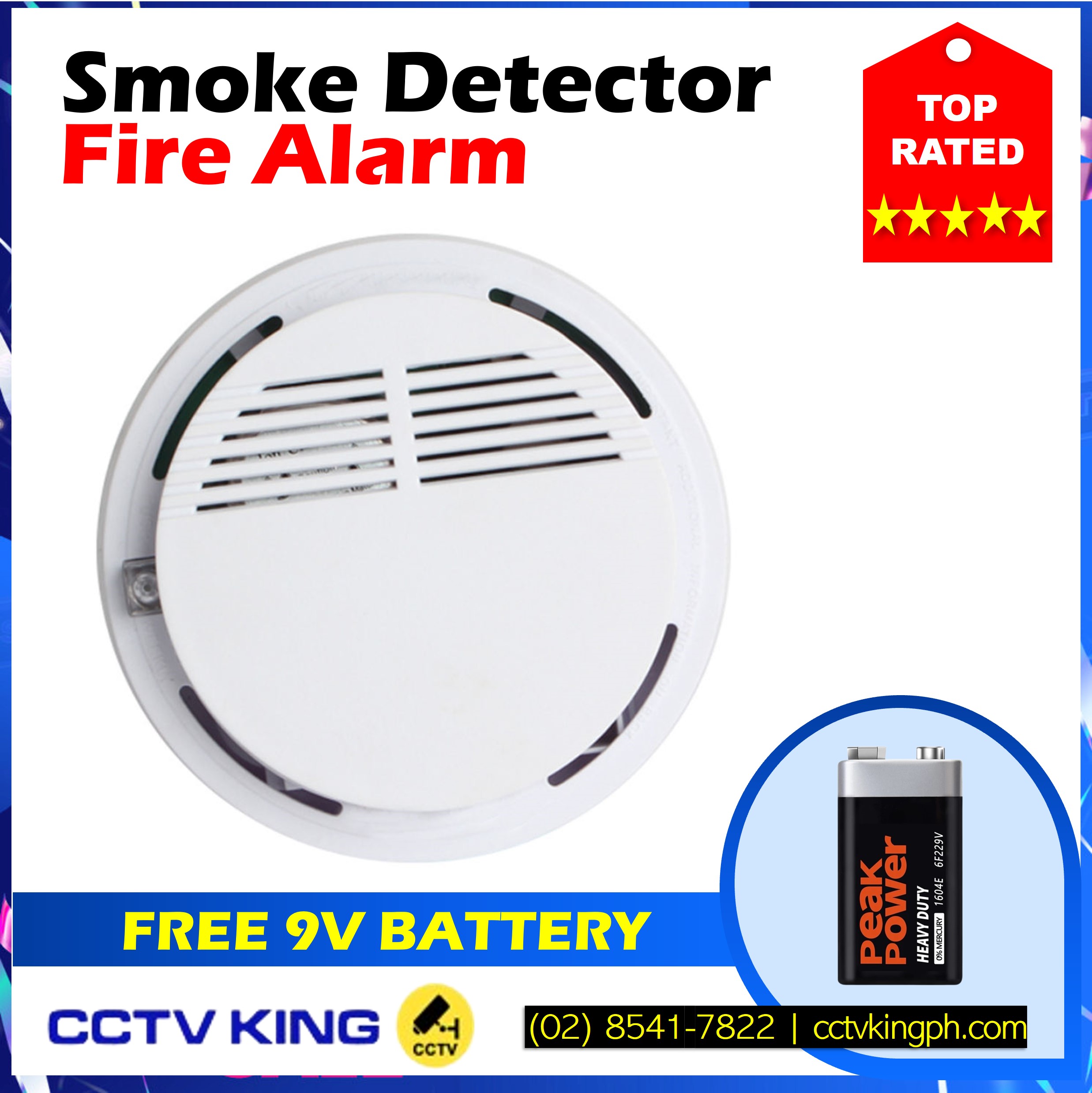 Smoke Detector, Security System 9V, Wireless SMoke Detector Battery ...