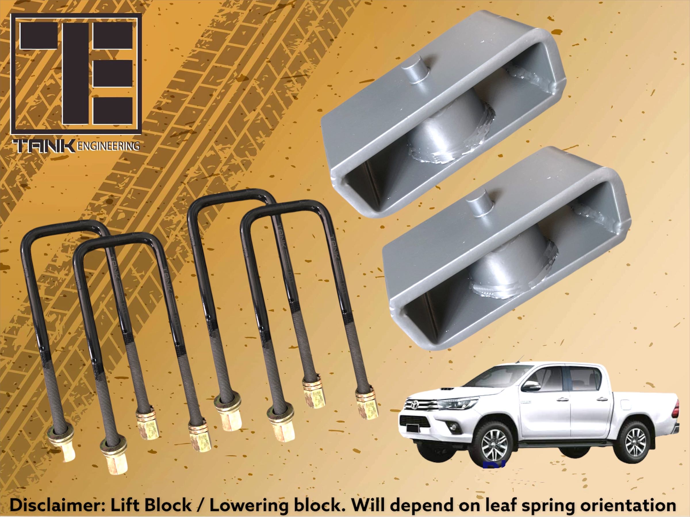 Tank Engineering 4x4 U bolt Leaf Spring 2 INCH Lift Block Kit with High ...