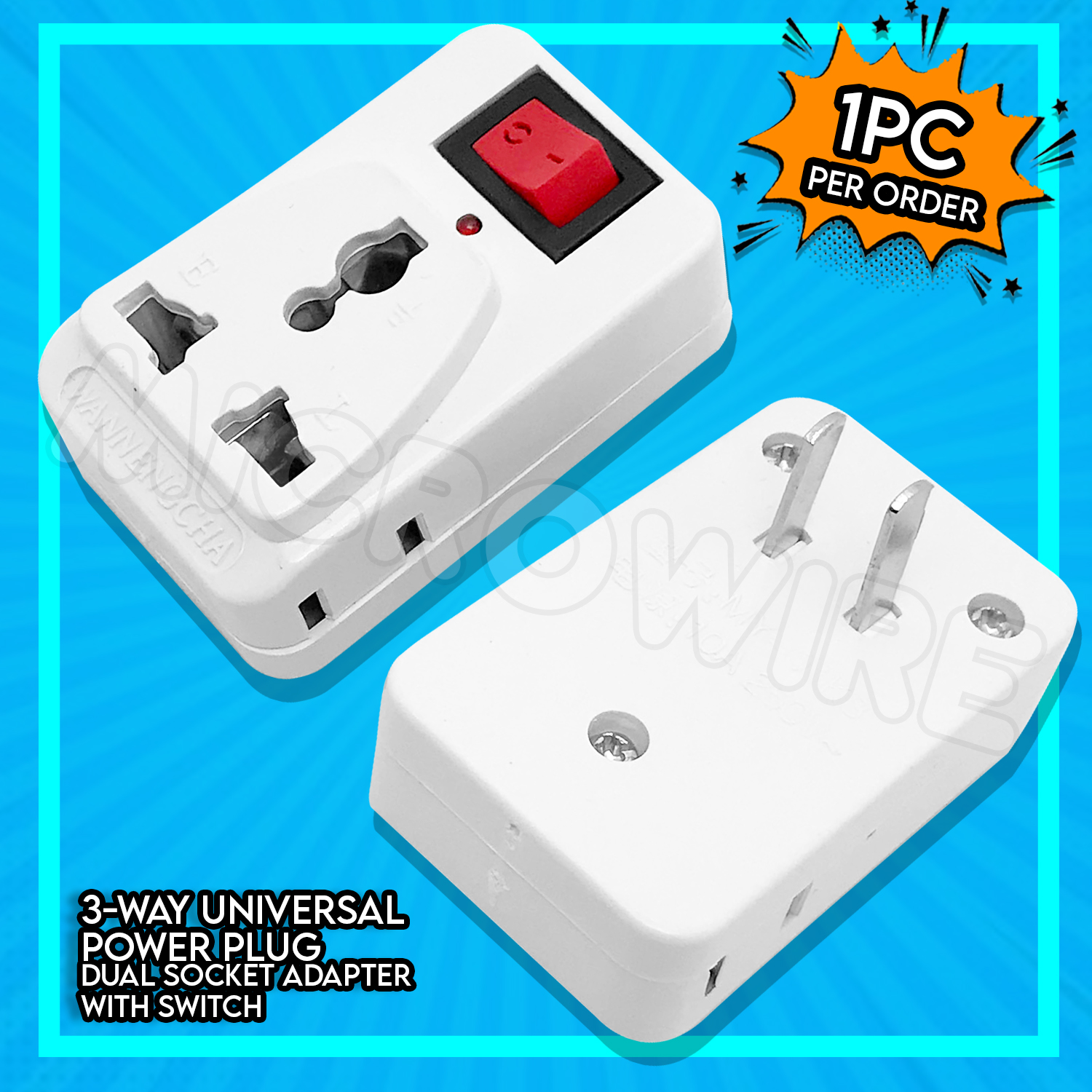 3-way Universal Power Plug Dual Socket Adapter with Switch | Lazada PH