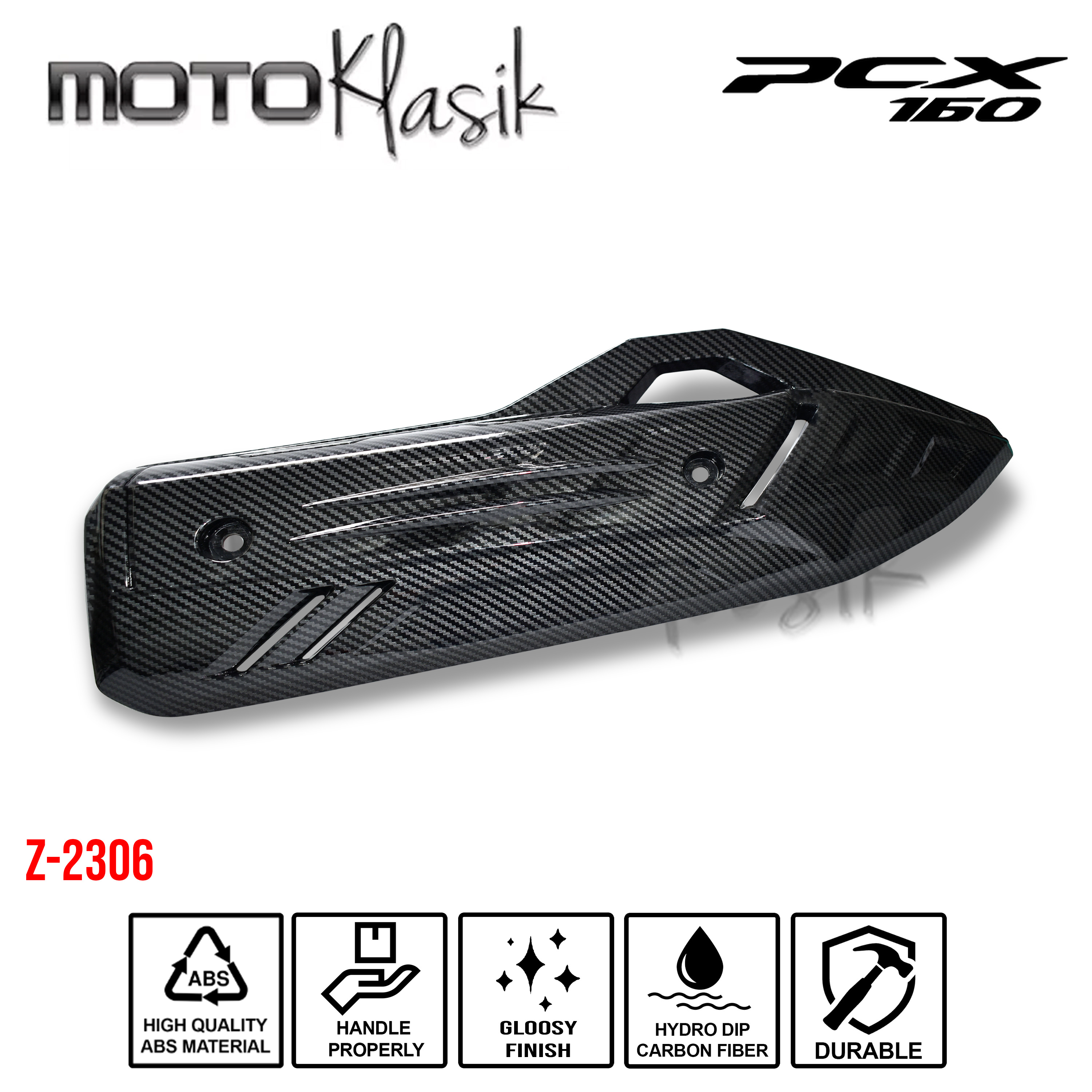 PCX 160 MUFFLER COVER CARBON Z-2306 / MOTORCYCLE EXHAUST HEAT GUARD COVER FOR HONDA PCX160 ...