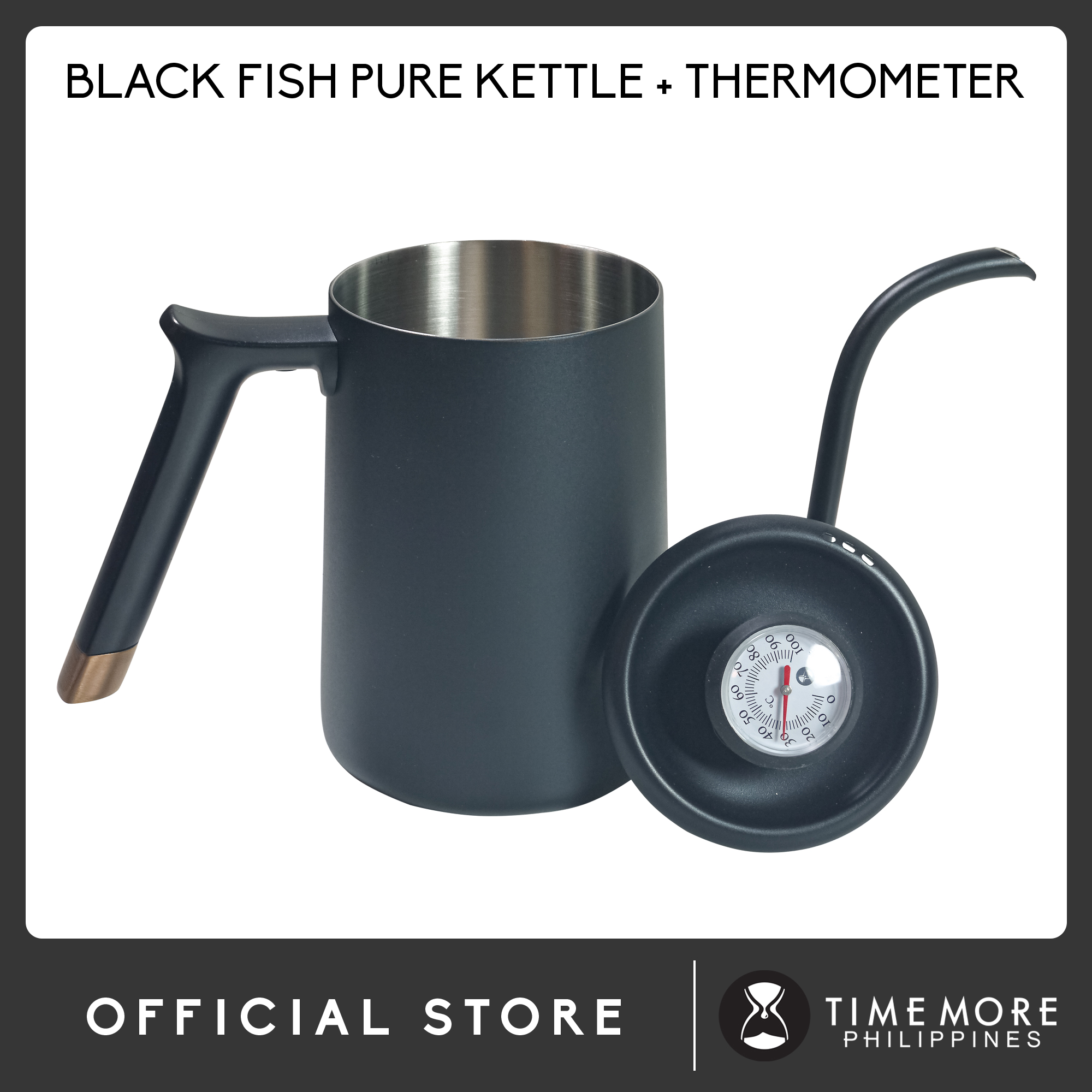 TIMEMORE Fish Pure Manual Kettle + Thermometer Black | Lazada PH