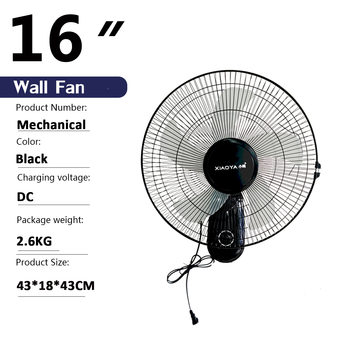 【Buy 1 Get 1】Wall Fan 18" (Black) with remote control portable clip fan ...