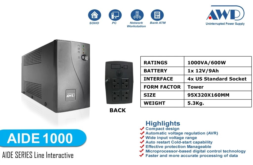 AWP 1000va UPS Line Interactive | Lazada PH