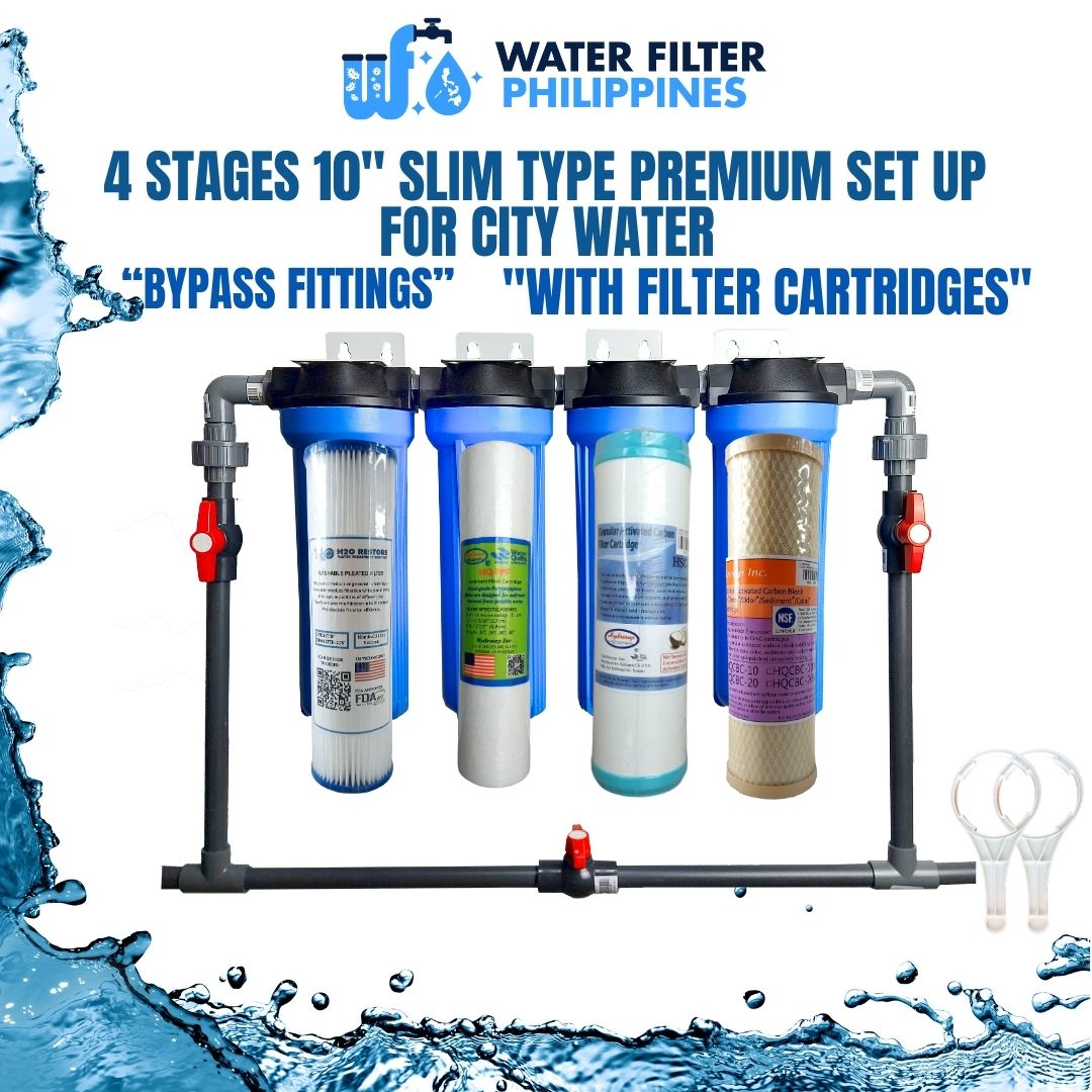 Water Filter 4 Stages 10" Slim Type Premium City Water WH With Bypass ...