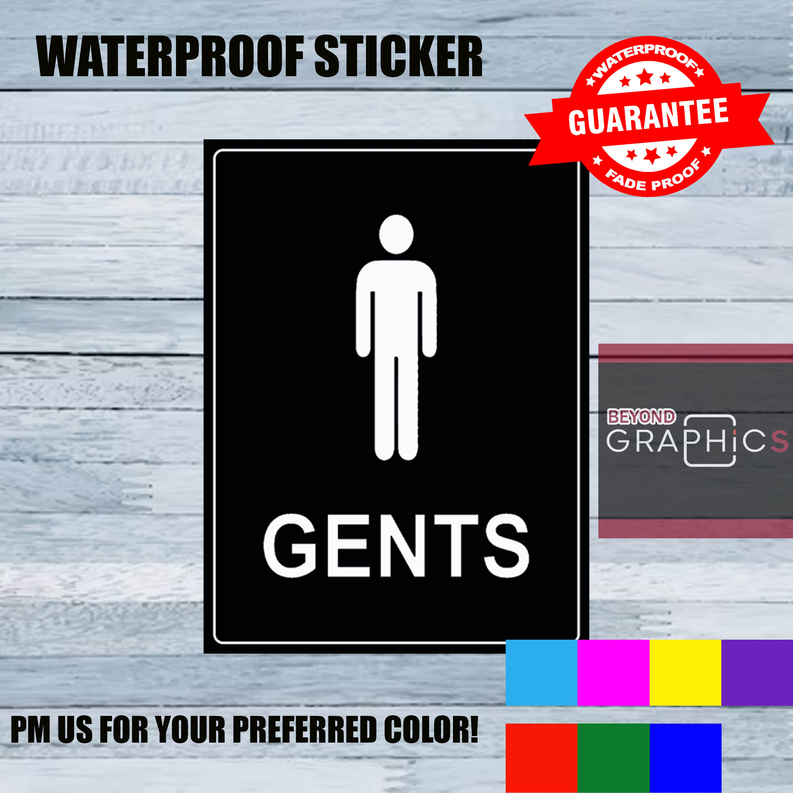 BG Restroom Toilet Room Sticker Sign PVC Sticker Waterproof (5 x7 ...