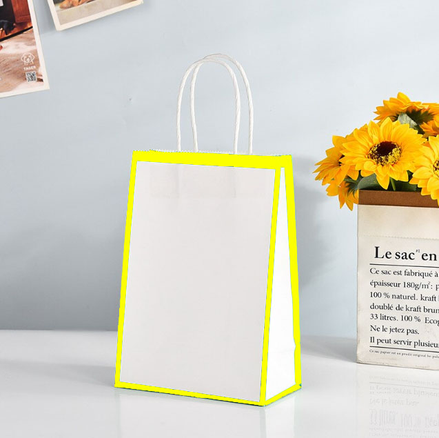 1pc Colorful Border Twisted Handle Kraft Paper Bag with twist Handle ...