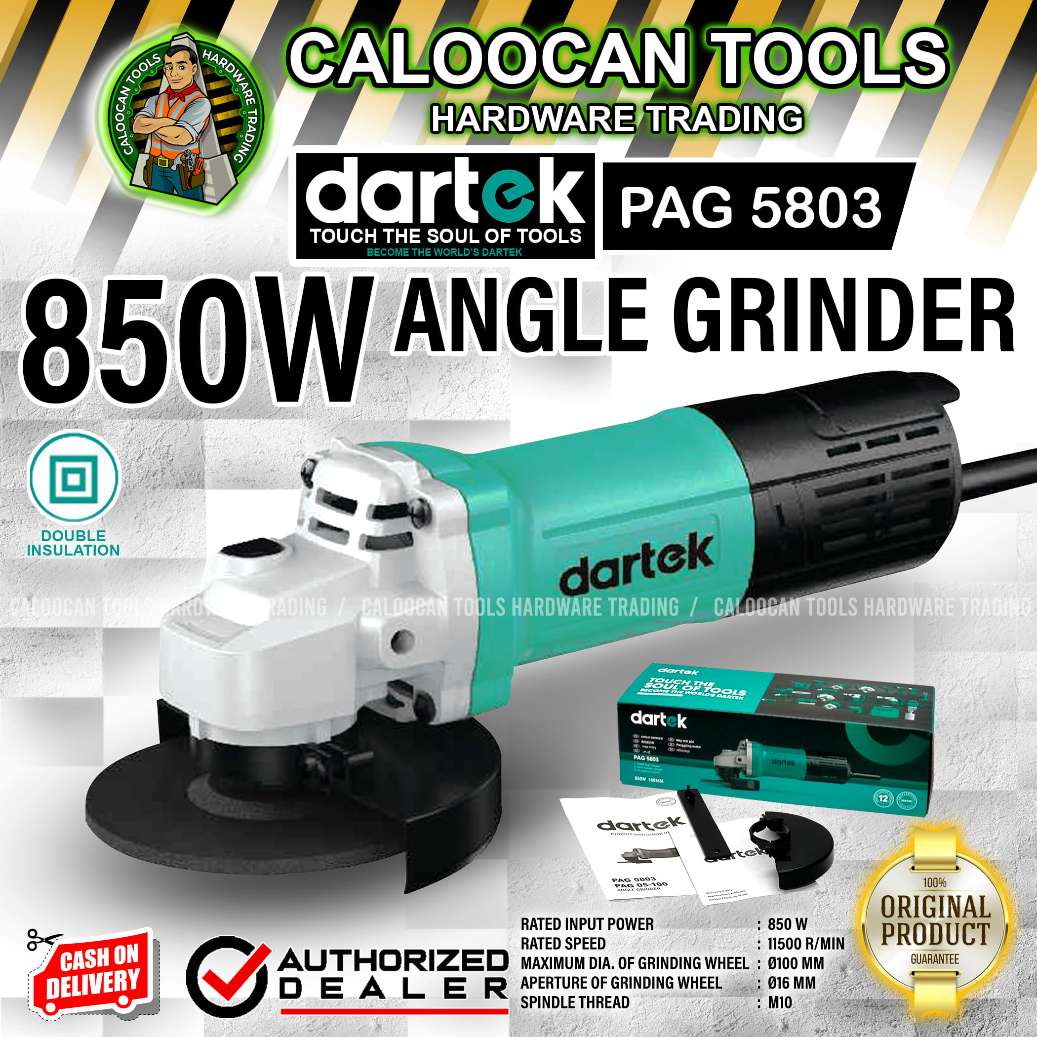 DARTEK UK 850W 100MM Angle Grinder Slim Handle Design (PAG 5803 ...