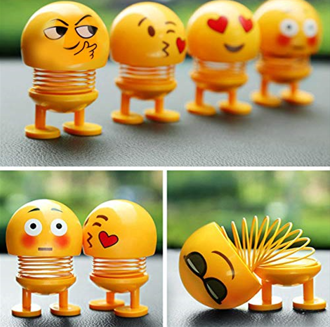 Cute Emoji Mini Shaking Head Dolls Funny Smile Face Springs Dancing ...