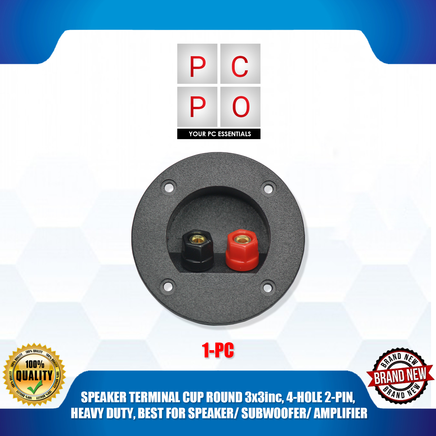 SPEAKER TERMINAL CUP ROUND 3x3inc, 4-HOLE 2-PIN, HEAVY DUTY, BEST FOR ...