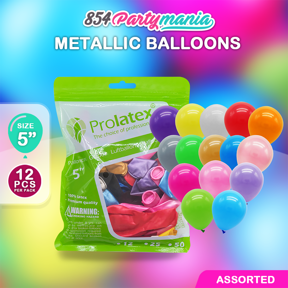 Size 5 Inch Prolatex Balloons Metallic Color 12pcs per pack for ...
