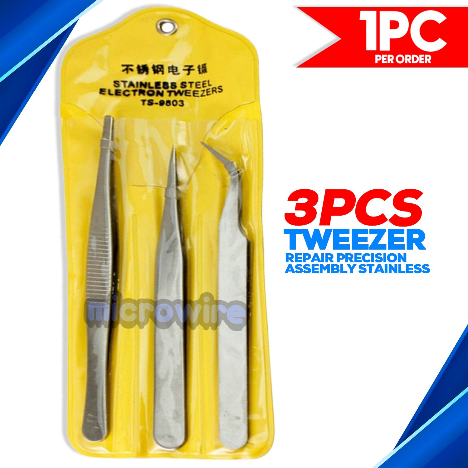 (Original) 6pcs Tweezer Repair Precision Assembly Set Tool Stainless ...