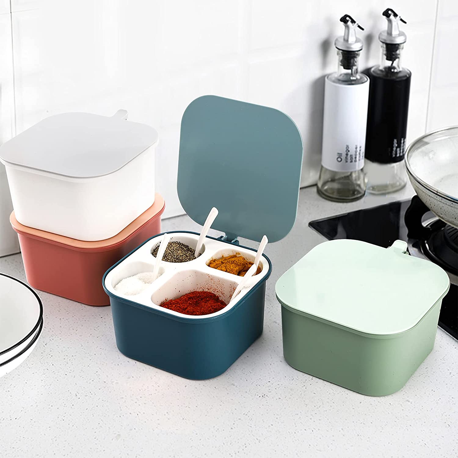 4 Compartment Spice Jar Condiment Case | Lazada PH