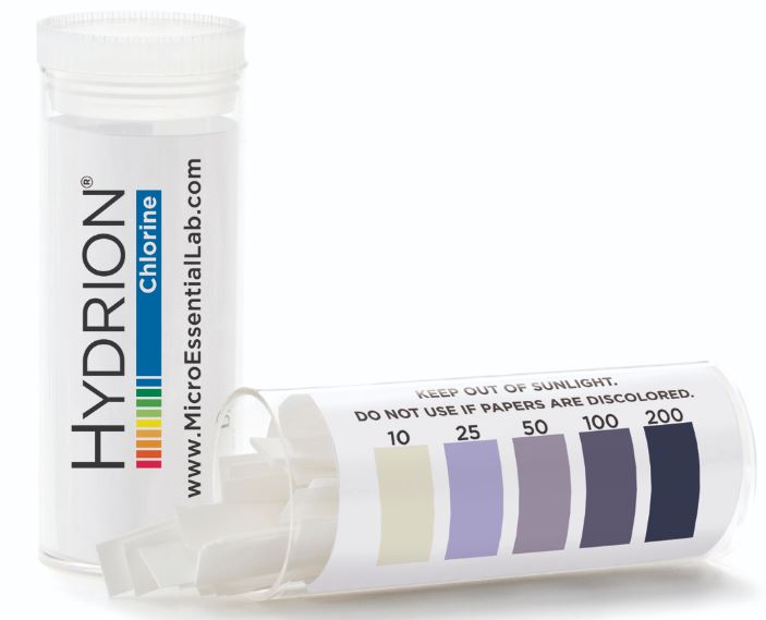 Hydrion Chlorine Test Strips 200 Strips 10-200 ppm (EXP. SEPT. 1, 2024 ...