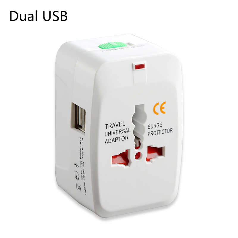 Universal Travel Adaptor with 2 USB Port all in 1 International Adaptor ...